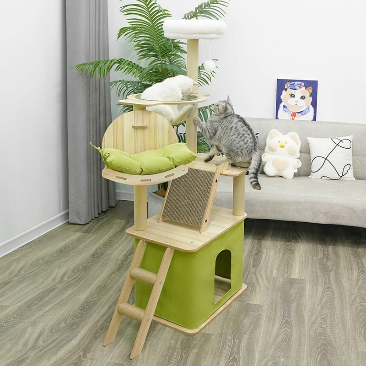 Mekidulu Cat tree-150cm Cat tower-Cat tree for indoor cats-With cat ...