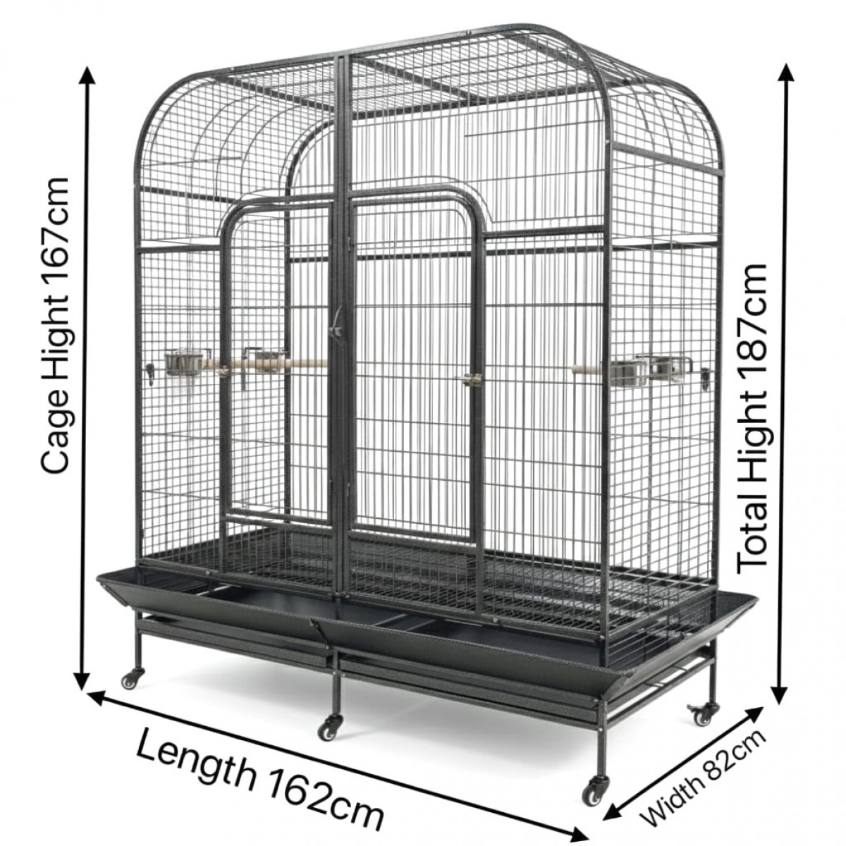 Extra Large Double Parrot Cage Aviary with Removable Divider, Dome Top ...