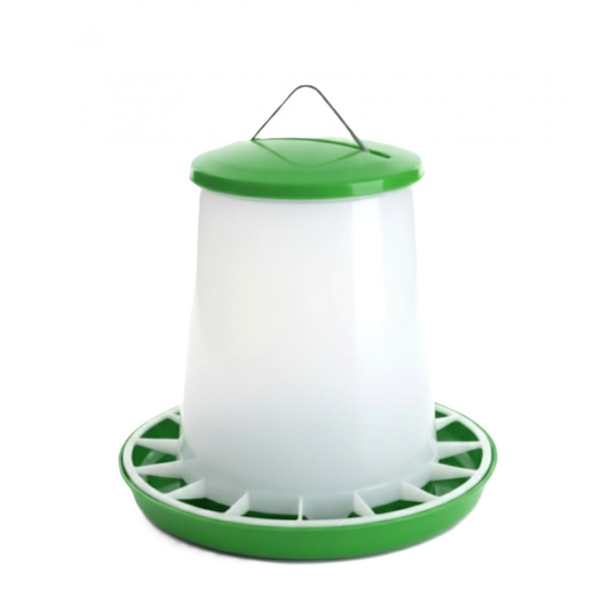 4 kg Plastic Poultry Feeder with Feed Saver Ring, Lid & Handle – Green ...