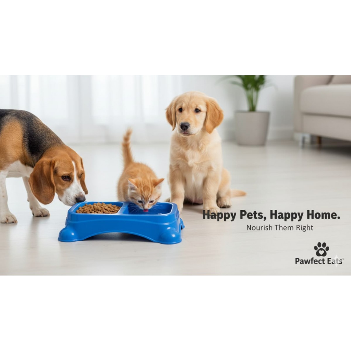 Large Double Pet Food & Water Bowl | Dual Feeding Station for Cats ...