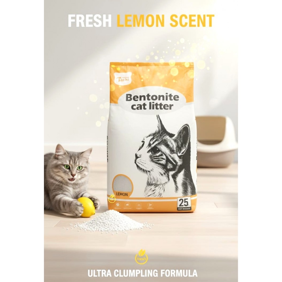 Cat Partner Bentonite Cat Litter – Dust Free Clumping Litter with Lemon ...