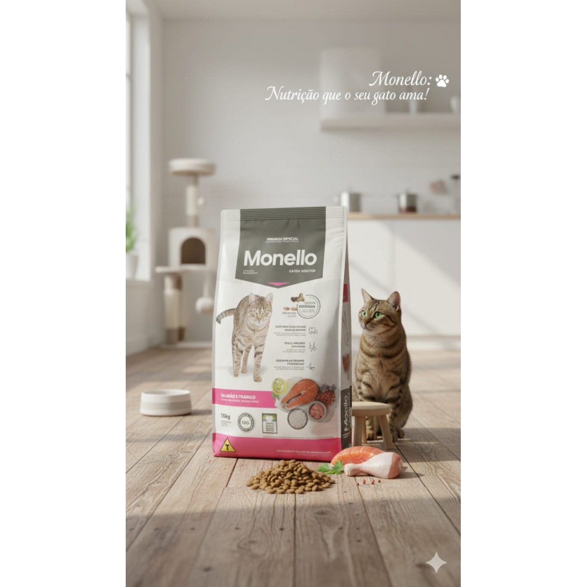 Monello Adult Cat Food Salmon & Chicken 15kg | Complete & Balanced ...
