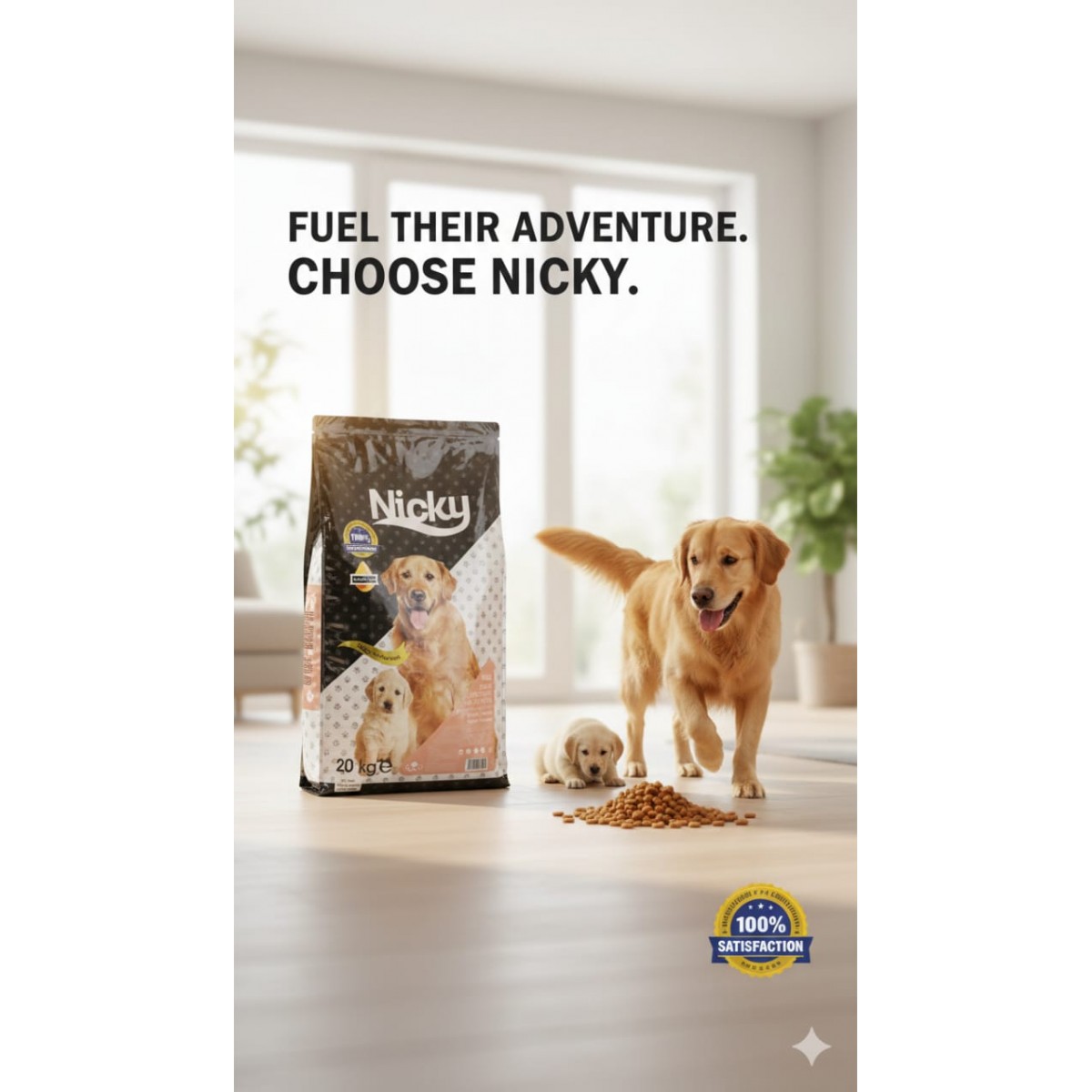 Nicky Adult Dog Food with Chicken – Complete & Balanced Dry Food for ...