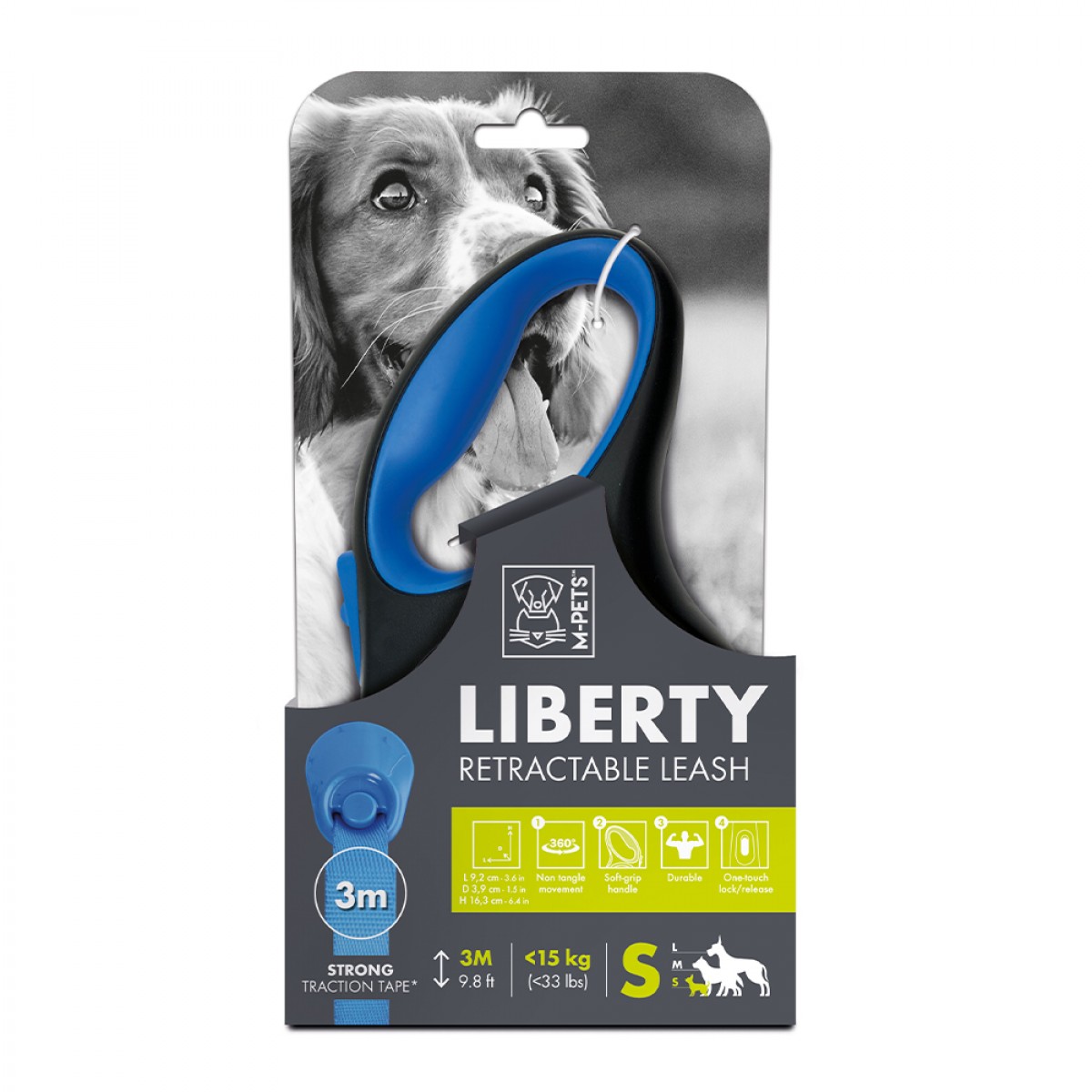 M-PETS Liberty Dog Retractable Leash Blue ( S ) - 6953182738596 ...