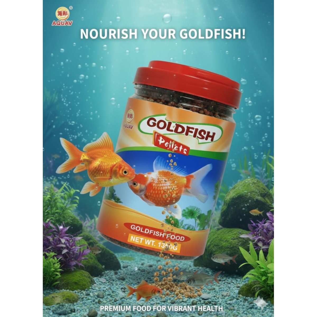 AQUAV Goldfish Pellets 1000ml – Nutritious Balanced Fish Food for ...